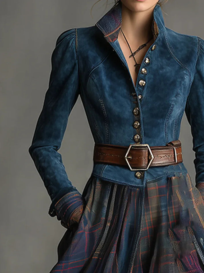 Edurne | Vestido maxi en ante azul – Aitana Hernandez